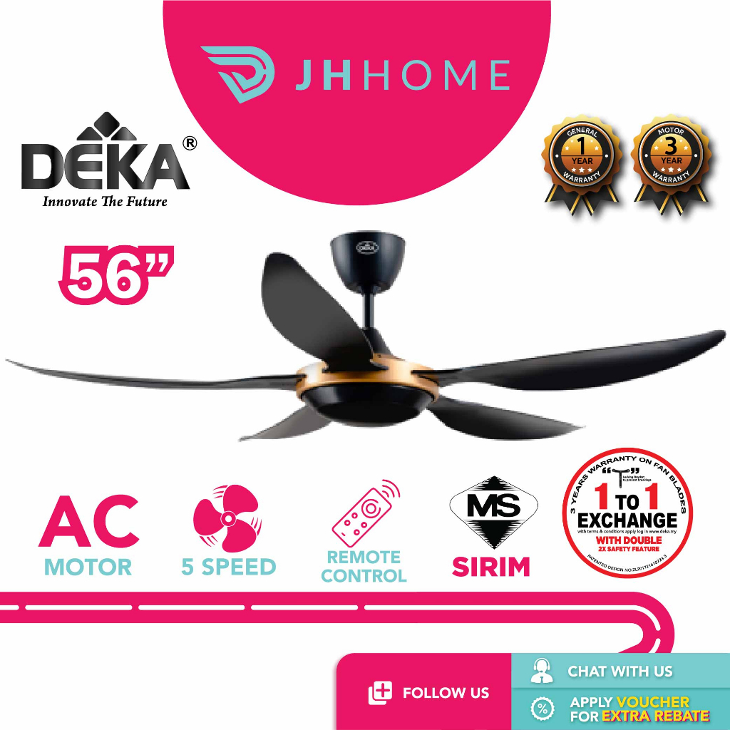 Deka 56" AC Motor 5 Speeds Ceiling Fan CV3 S | Shopee Malaysia