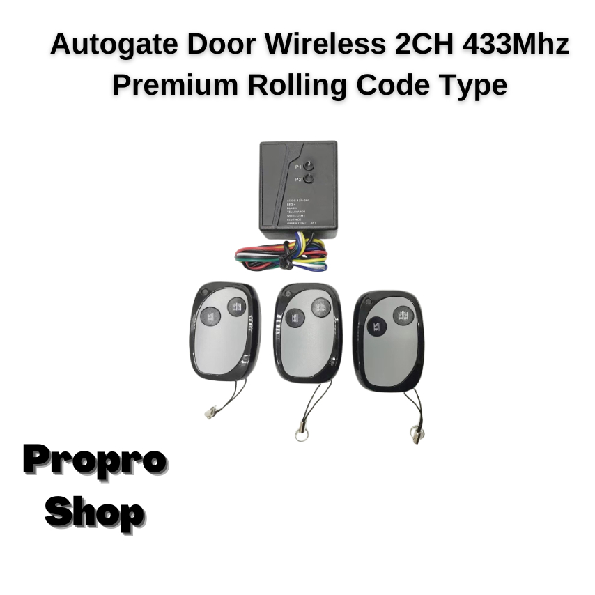 Autogate Door Remote Wireless Control Set - 2CH 433Mhz Premium Rolling ...