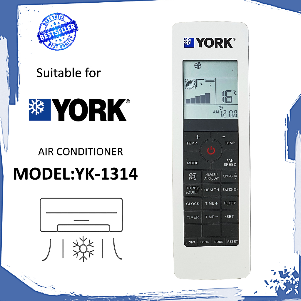 ORIGINAL YORK Aircond Remote Control MODEL: YK-1314 | Shopee Malaysia