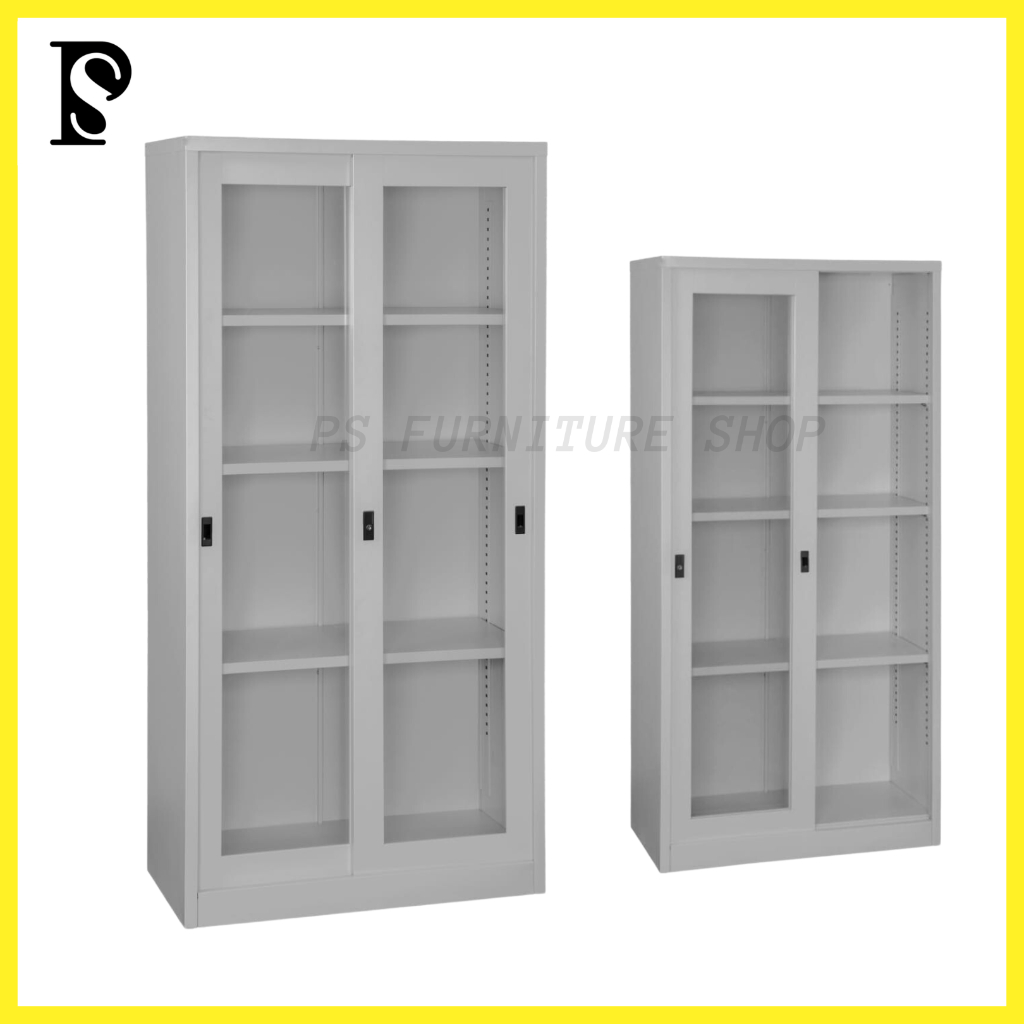 PS SHOP - Almari Besi / Metal Full Height Glass Sliding Door Cabinet ...