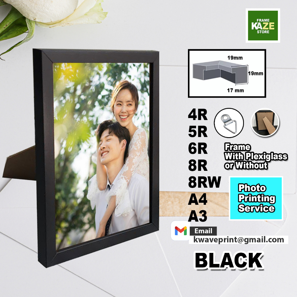 Photo Frame Wooden Black 4R 5R 6R 8R 8RW A4 A3 Photo Plexiglass Sheet ...