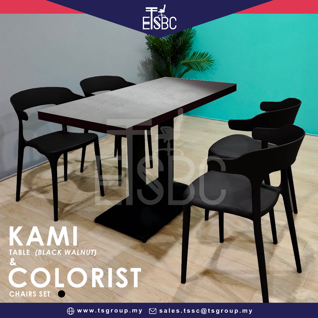 ETSBC Kami Table - Contemporary Dining Table 60X120cm & 4pcs Colorist Chair | Shopee Malaysia