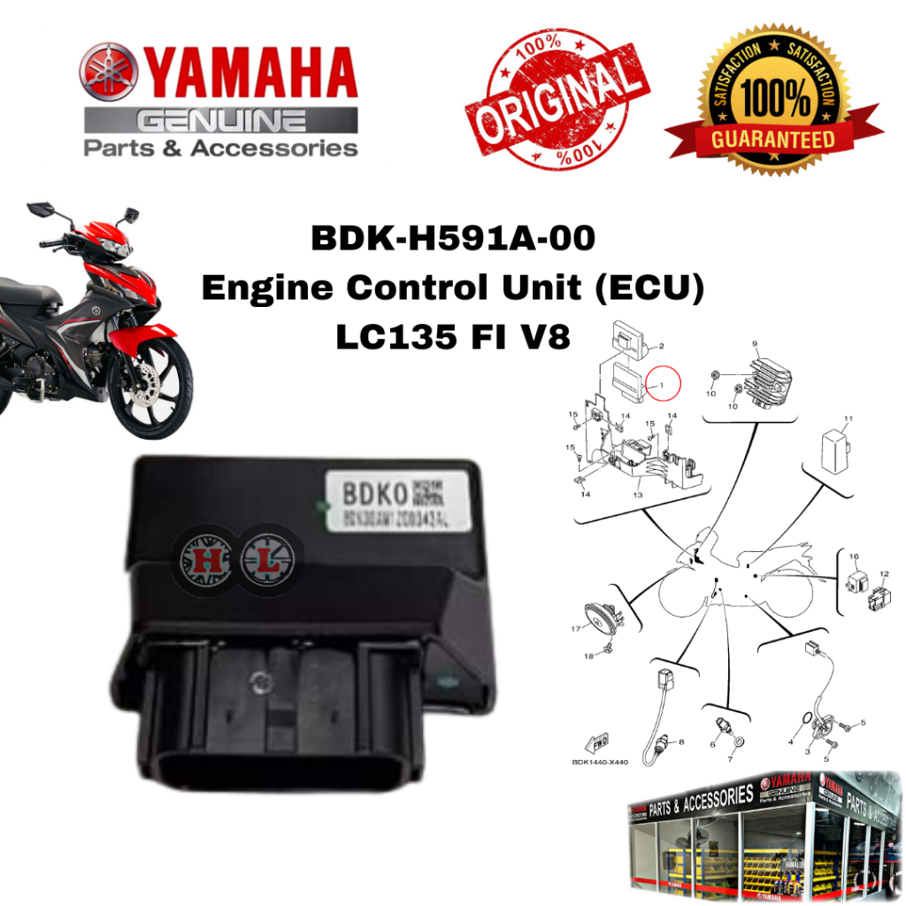 YAMAHA ENGINE CONTROL UNIT ASSY ECU LC FI ORIGINAL ( BDK-H591A-00 ...