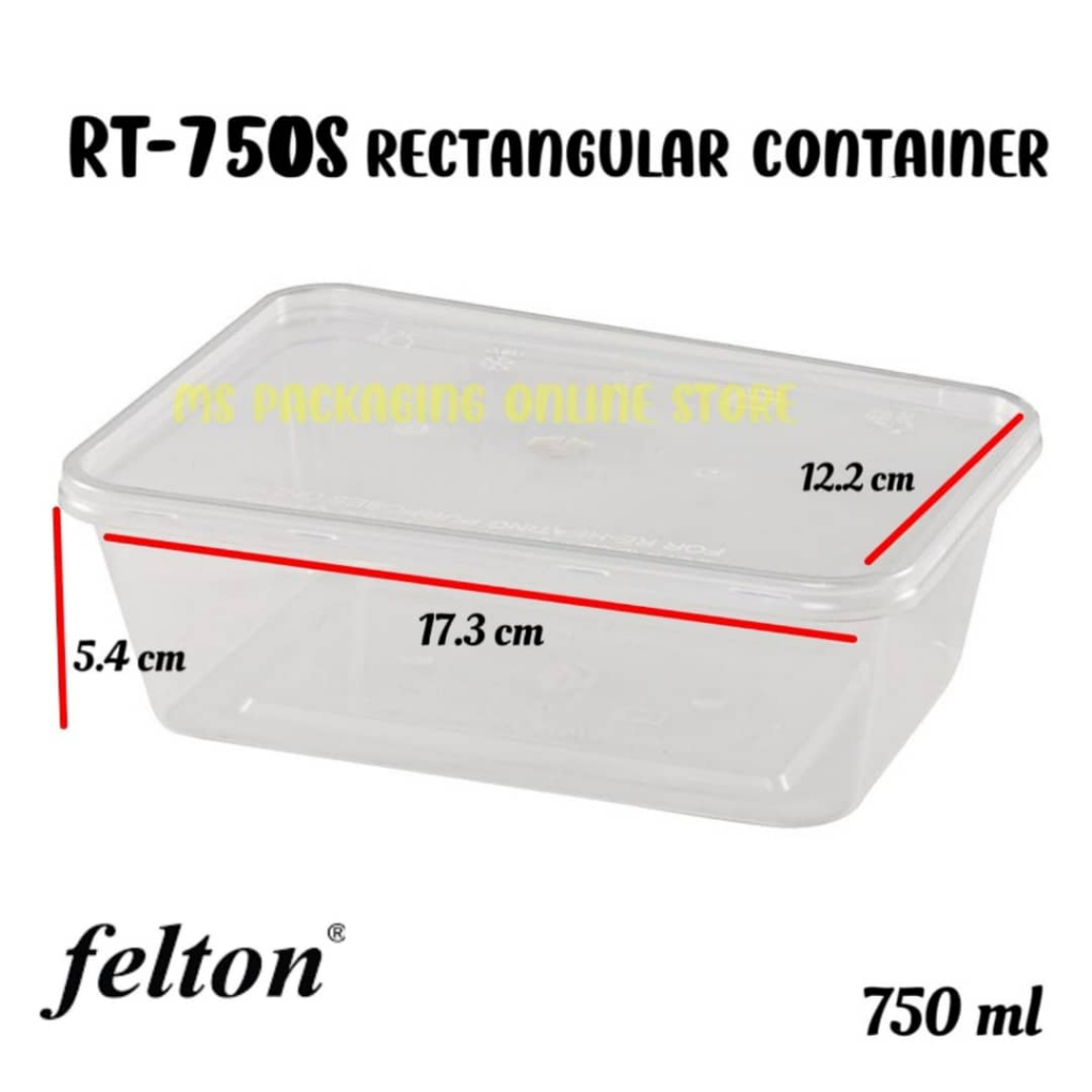 (750ml)Microwavable Rectangular Container RT750S (50set±) Disposable ...