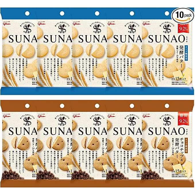 Ezaki Glico SUNAO SUNAO Sachets - Fermented Butter, Chocolate Chip & Fermented Butter 2 kinds x ...