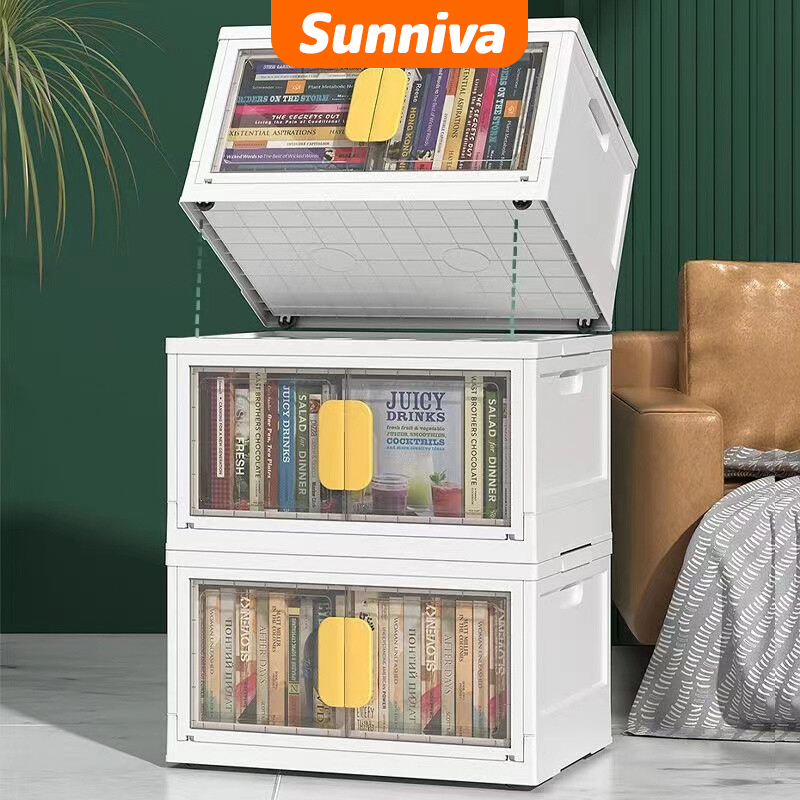 Large Capacity Folding Storage Box with Lid Multipurpose Transparent ...