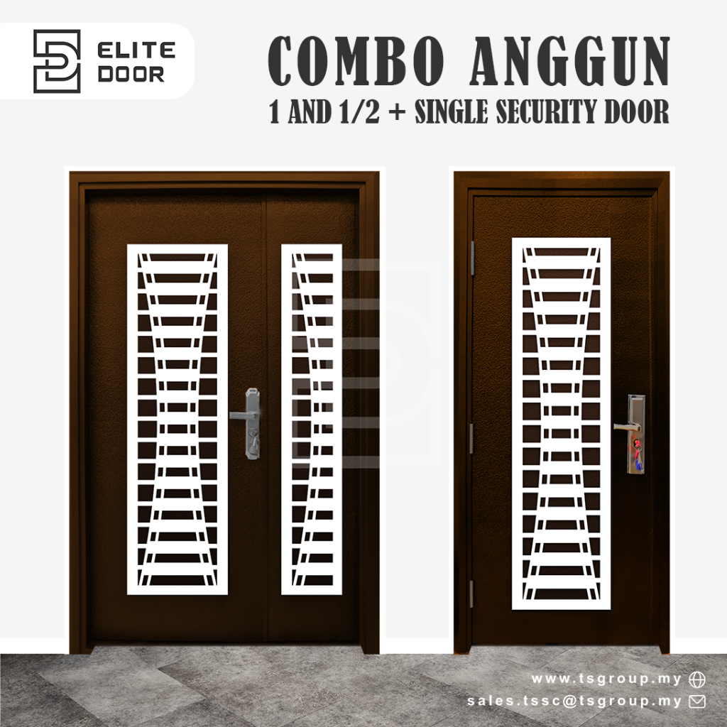 ELITEDOOR Lowest Price Anggun Security Door (Son & Mother Door + Single Door) With 10 Locks ...