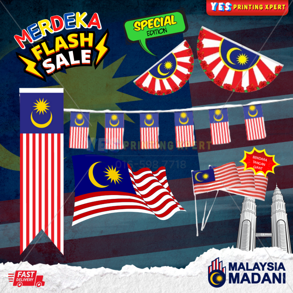 [READY STOCK] MERDEKA SALE BENDERA TANGAN, PANJI, BUNTING /NATIONAL ...