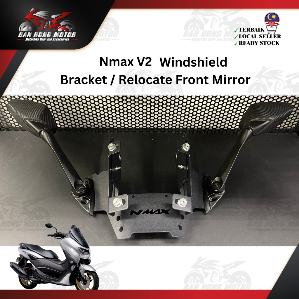 🇲🇾NMAX155 V2 Yamaha Mirror Relocated Windshield Bracket NMAX Cermin ...