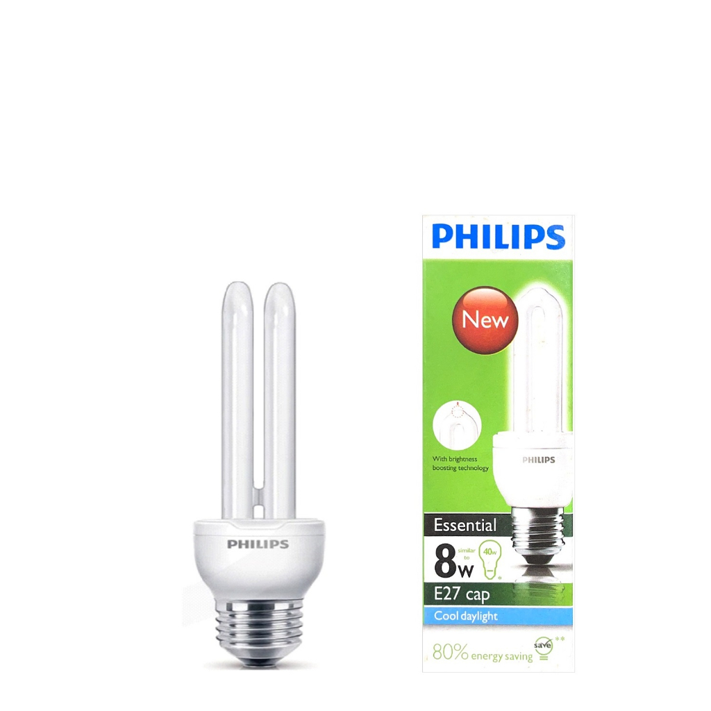 PHILIPS ESSENTIAL 8W / 18W / 23W PLCE E27 ENERGY SAVING 2U / 3U [ COOL DAYLIGHT / WARM WHITE ...