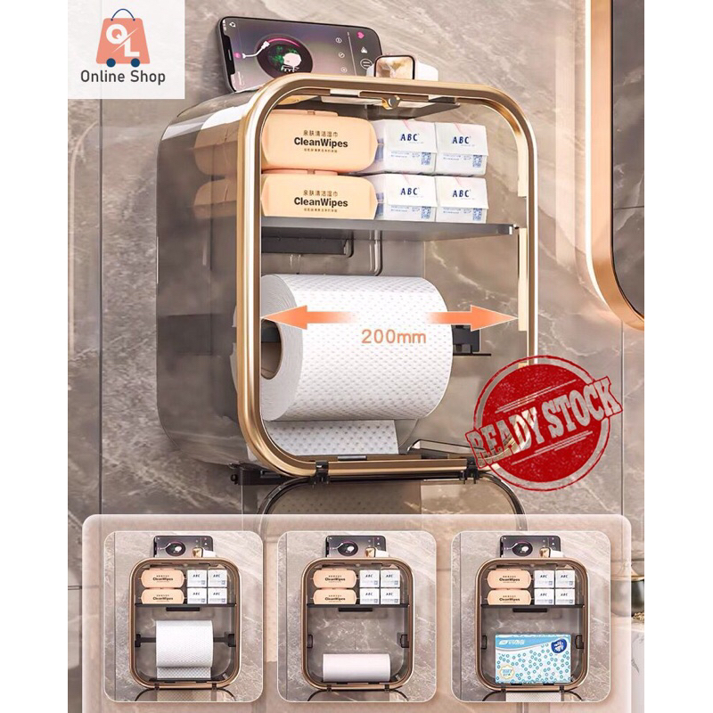 Bathroom Storage Box Wall-mounted Tissue Holder WaterProof Toilet Paper ...