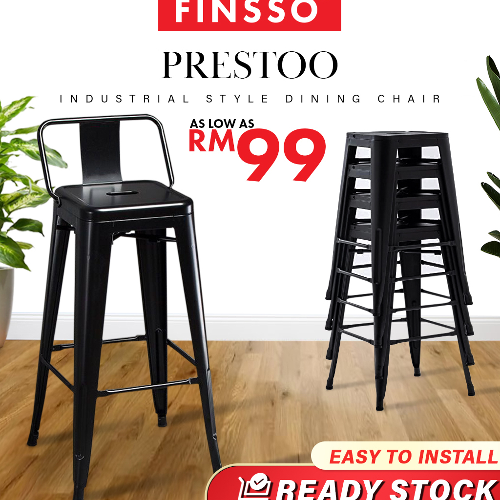 FINSSO : Prestoo Black Bar High Stool | Shopee Malaysia