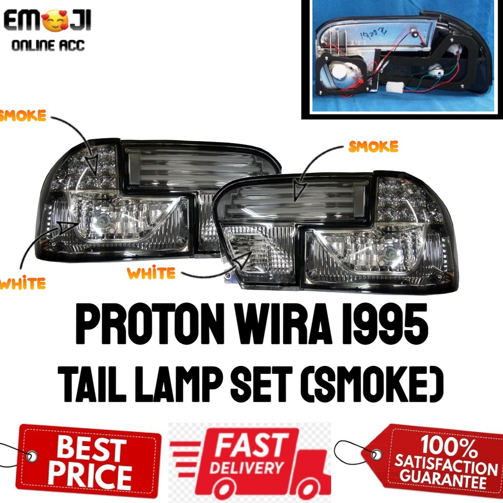 PROTON WIRA 1995 TAIL LAMP + BACK UP LAMP LED LIGHT BAR WHITE + SMOKE ...