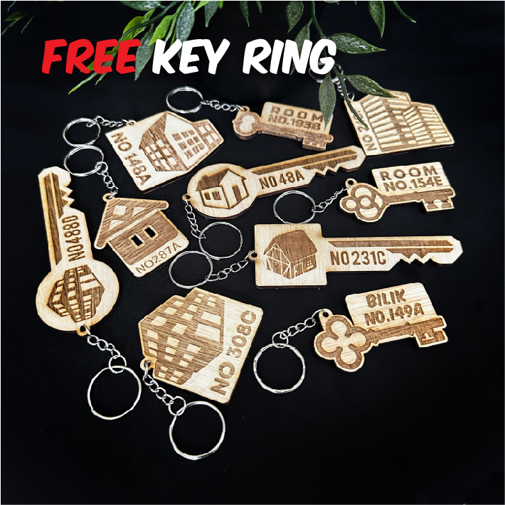 Custom Made Wood Keychain Free Ring Hotel / Airbnb / Homestay / Office ...