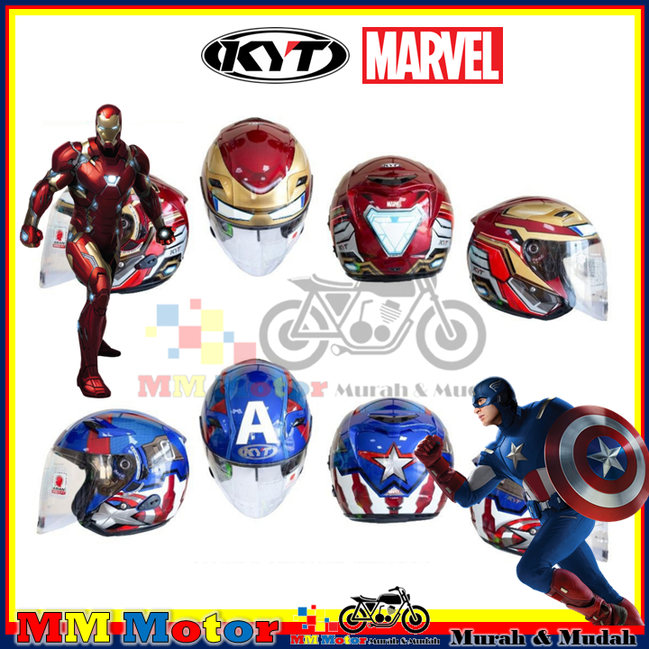 KYT VENOM OPEN HELMET MARVEL SUPERHERO LIMITED EDITION IRON MAN CAPTAIN ...