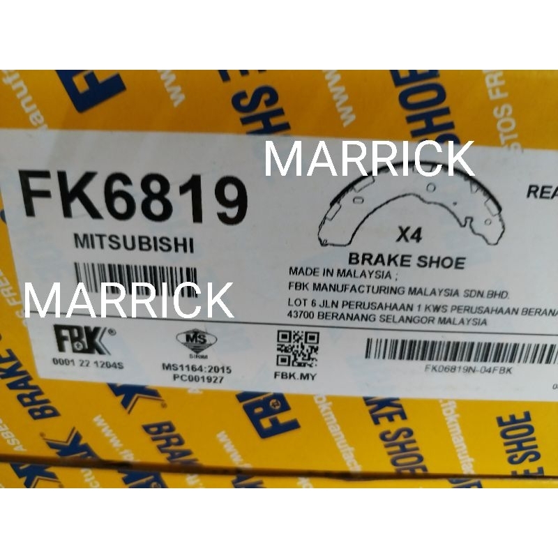 Mitsubishi Triton 2.5 Isuzu D-Max RT50 RT75 rear brake shoe FBK ...