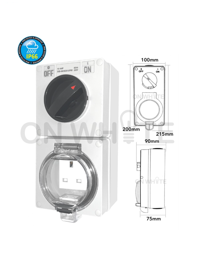 Waterproof/Weatherproof Switch Socket Outlet 13A Isolator iP66 / iP55 ...