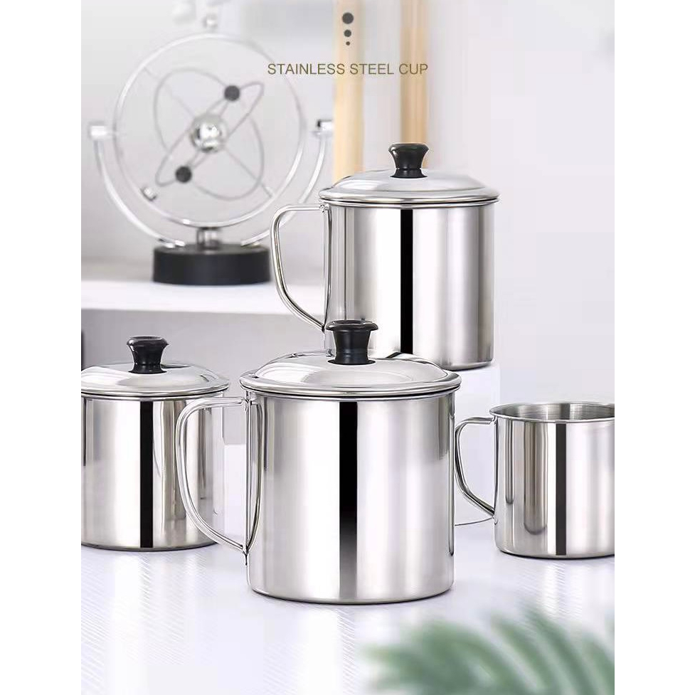 11cm Stainless Steel Cup Mug with Cover / Stainless Steel Cup With Lid ...