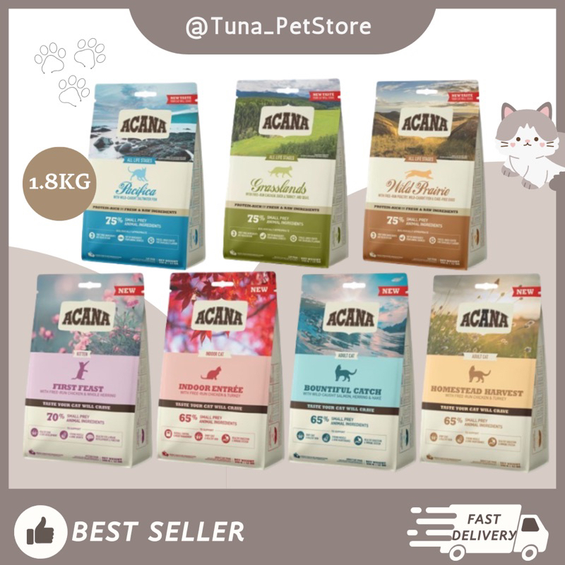 ACANA Cat Dry Food Pacifica/First Feast/Indoor Entree/Bountiful Catch/Homestead Harvest (1.8kg ...