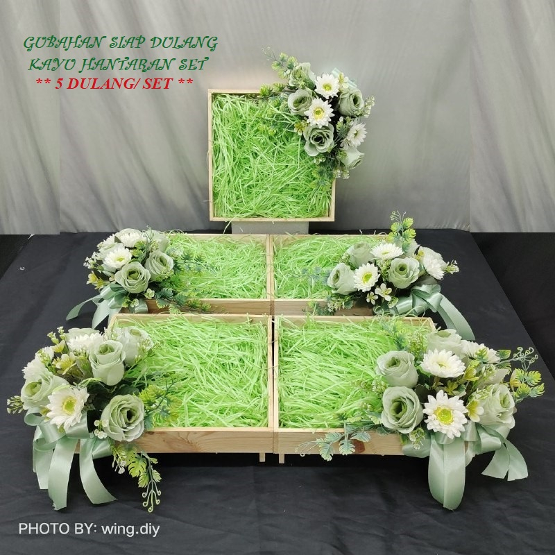1 PCS | GUBAHAN SIAP DULANG KAYU HANTARAN SET DENGAN BUNGA ROS/ WOODEN ...