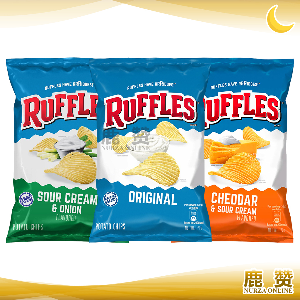 Big Ruffles Potato Chips 170g Original Sour Cream Cheddar Cheese ...