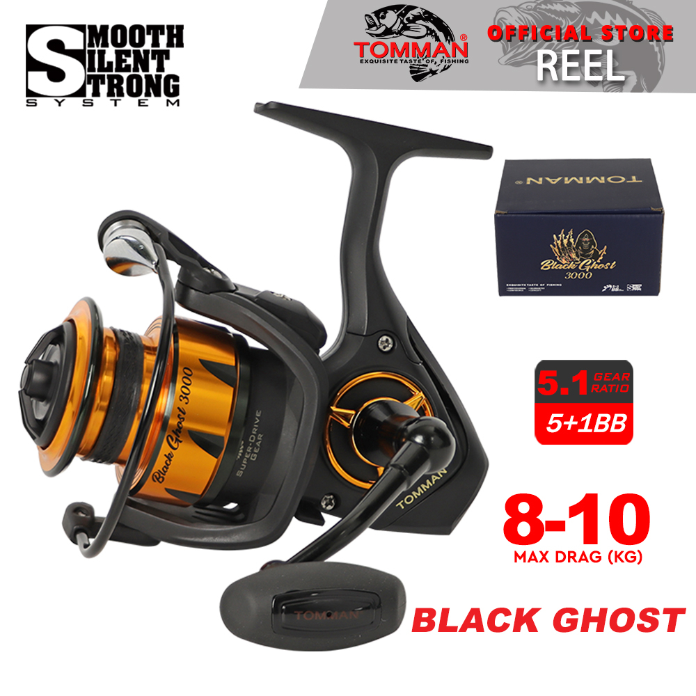 (Maxdrag 8kg-10kg) Tomman Black Ghost Spinning Fishing Reel 5+1BB ...