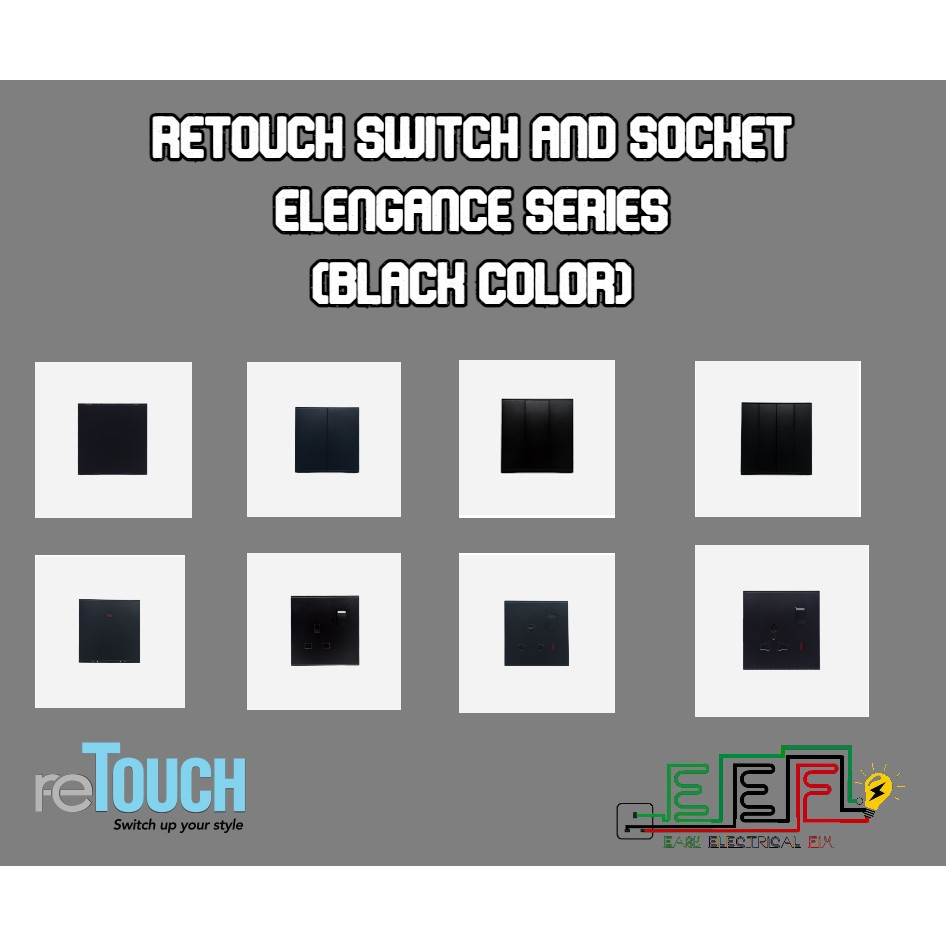 Retouch Switches And Socket Elegance Series (Black Color ) | Shopee ...