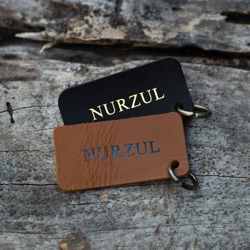 Aming leathercraft label tag pure leather / original leather saiz 5cm x ...