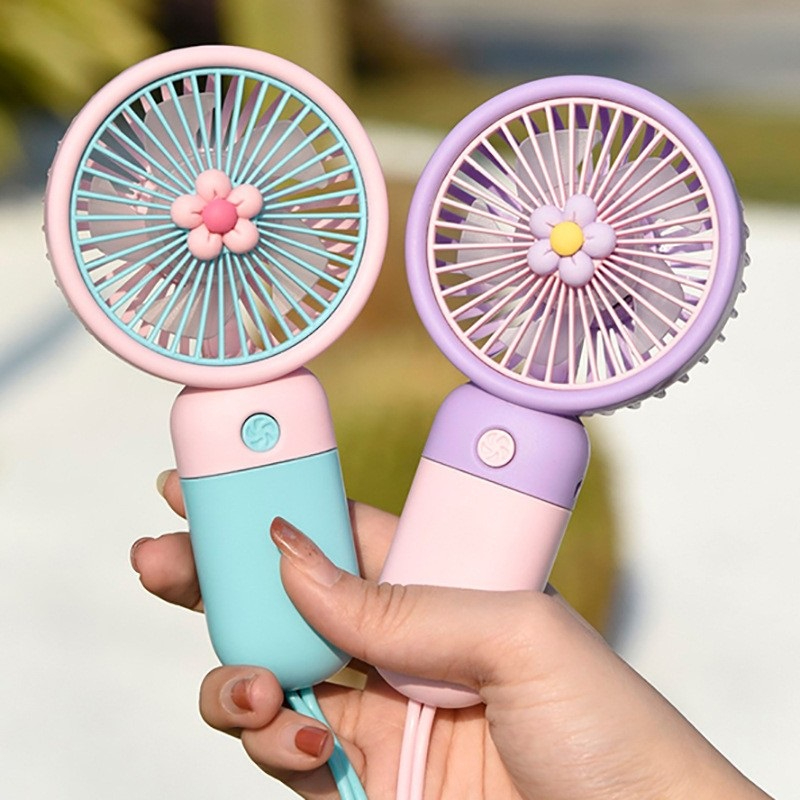 Portable Mini Fan Strong Wind Adjustable Speed Handle USB Fan Cute ...