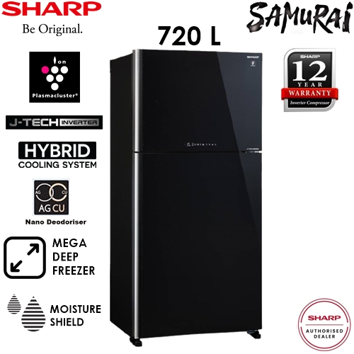 SHARP 2 DOOR J-TECH INVERTER PLASMACLUSTER FRIDGE 720L SJP882MFGK ...