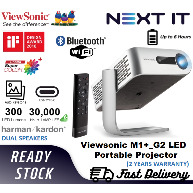 [READY STOCK] Viewsonic M1+G2 Smart LED Protable Projector With Harman Kardon Speakers | Shopee ...