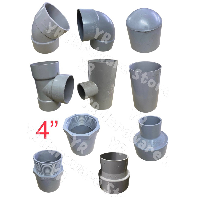 4” 100mm PVC Pipe Fitting SWV Nipis socket elbow tee valve socket pt socket end cap Reducer Tee ...