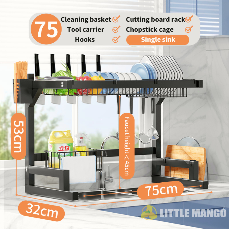 Stainless Steel Rack Dish Rack With Cover Kabinet Dapur Rak Pinggan ...