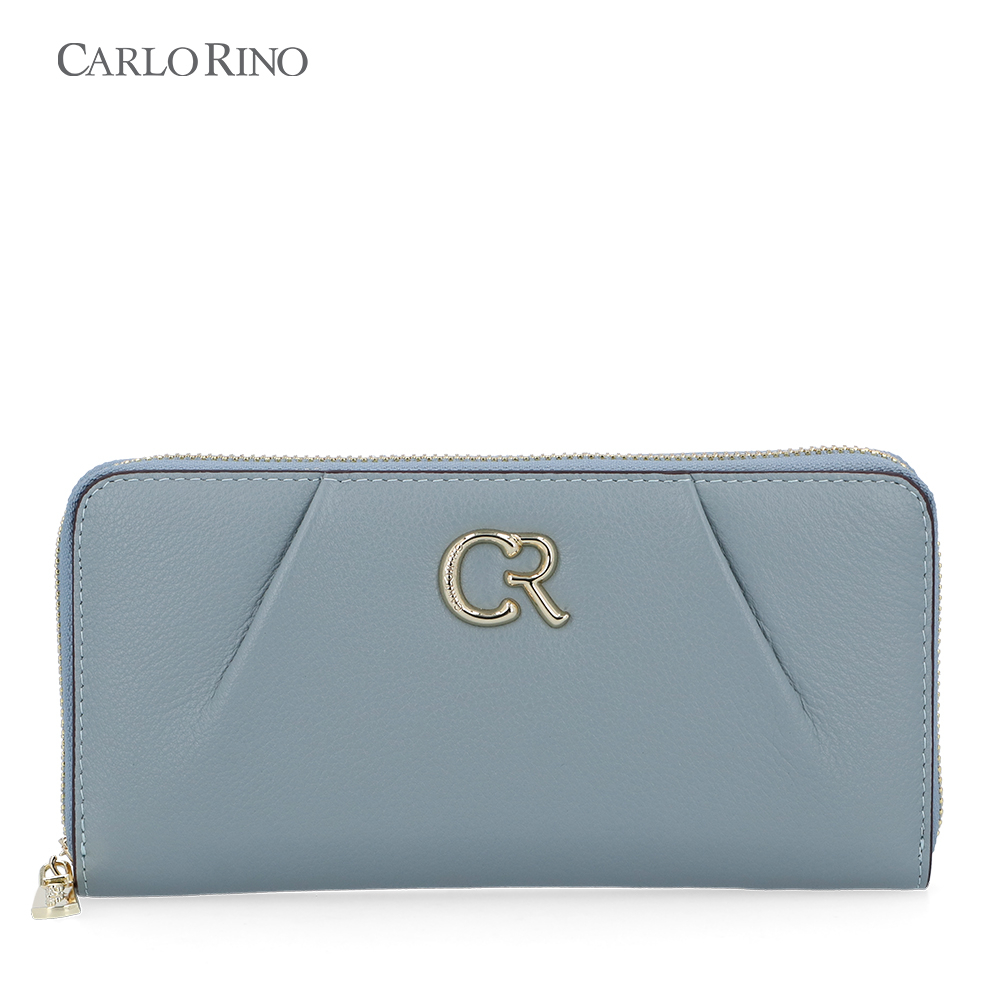 Carlo Rino Light Blue Therapeutic Leather Zip-Around Wallet | Shopee ...