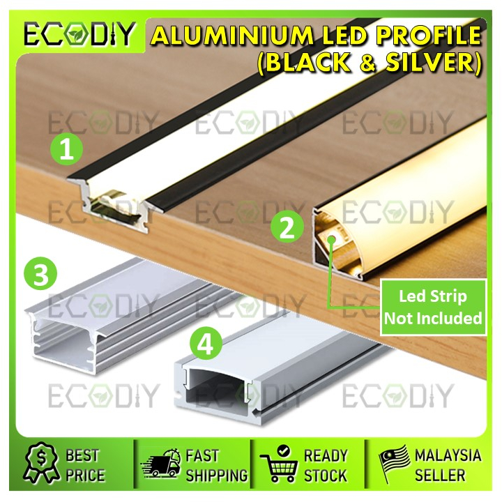 ECODIY🇲🇾【1M/1.5M】LED Strip Light Casing Cover LED Aluminium Profile ...