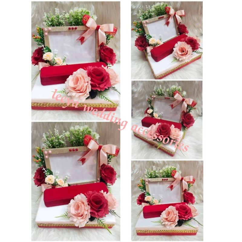 new item gubahan frame mas kahwin c/w bekas rantai tangan(red peach ...