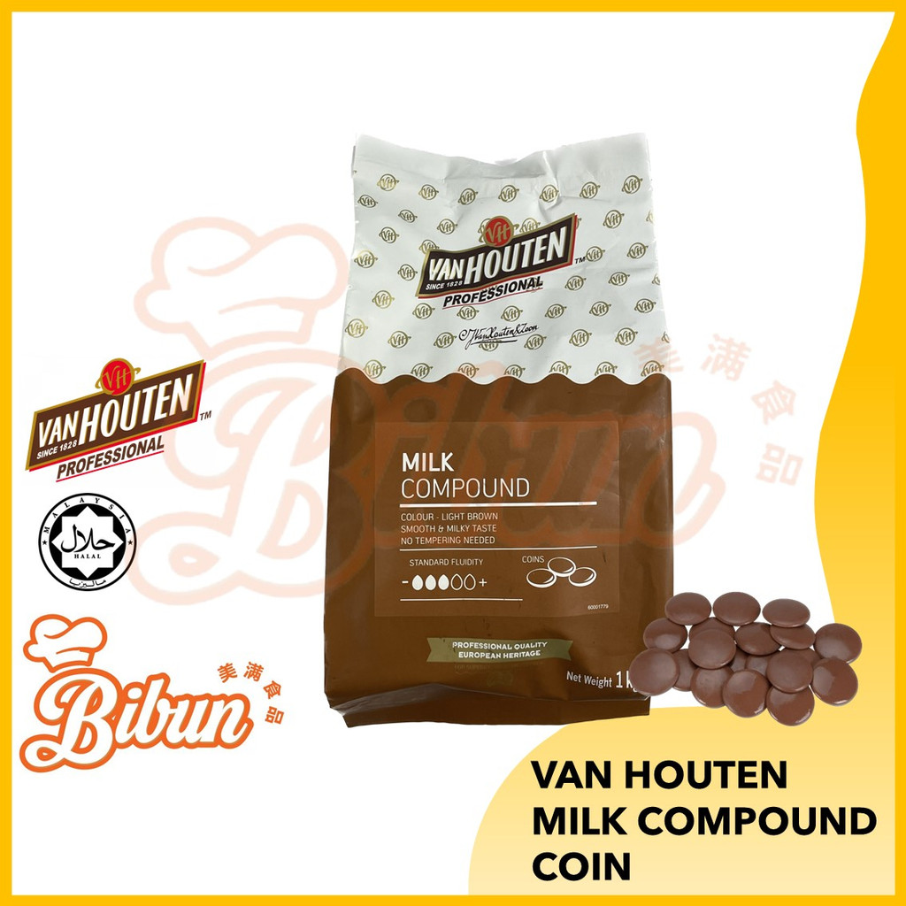 VAN HOUTEN PROFESSIONAL VHP Chocolate Compound Coins Milk / Intense Dark / White HALAL | Shopee ...