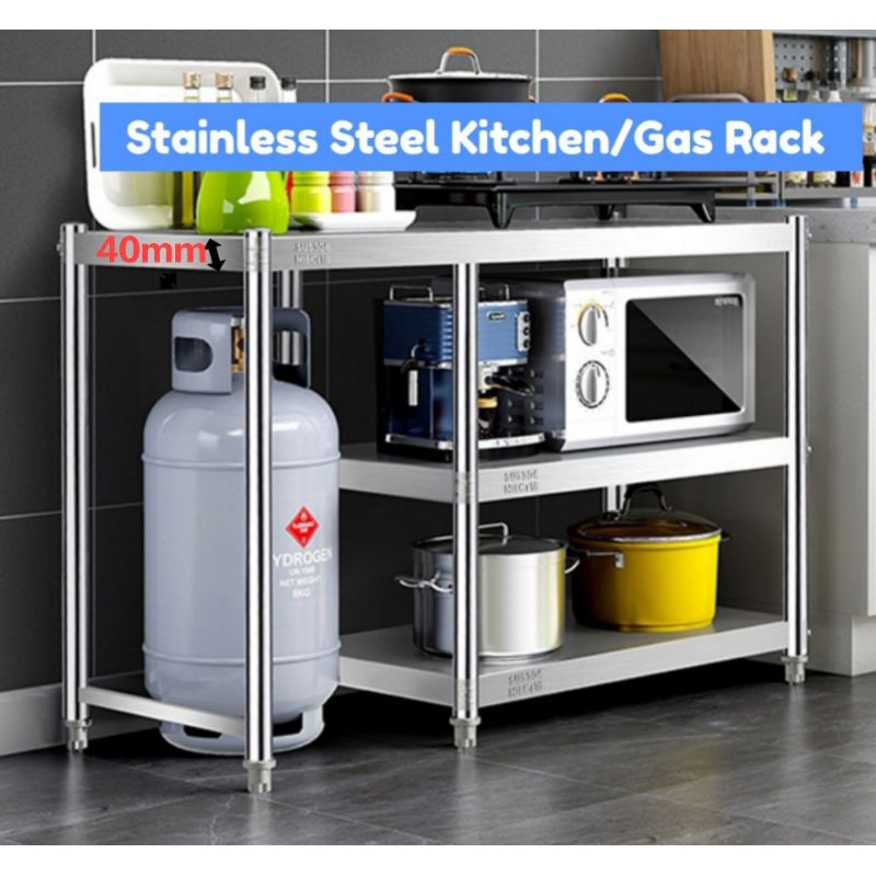 (Ready Stock) Stainless Steel Tebal Kitchen Rack Dapur Masak Gas Rack ...