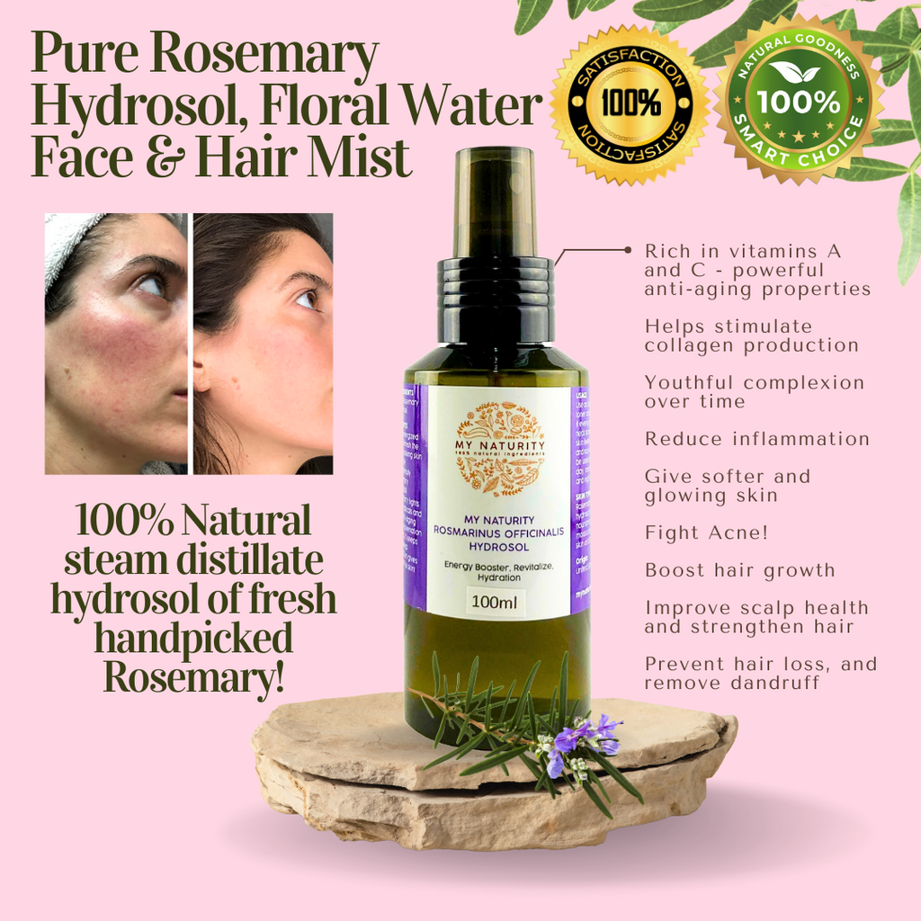 MyNaturity - Rosemary Hydrosol / Floral Water 100ml - Face Mist, Hair ...