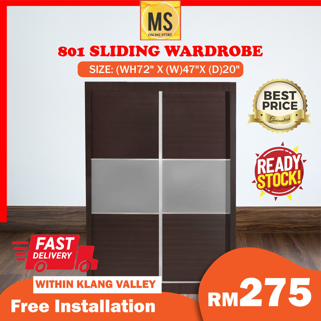 ( KL & SELANGOR ) 801WD SLIDING WARDROBE *WENGE COLOUR* Closet Sliding ...