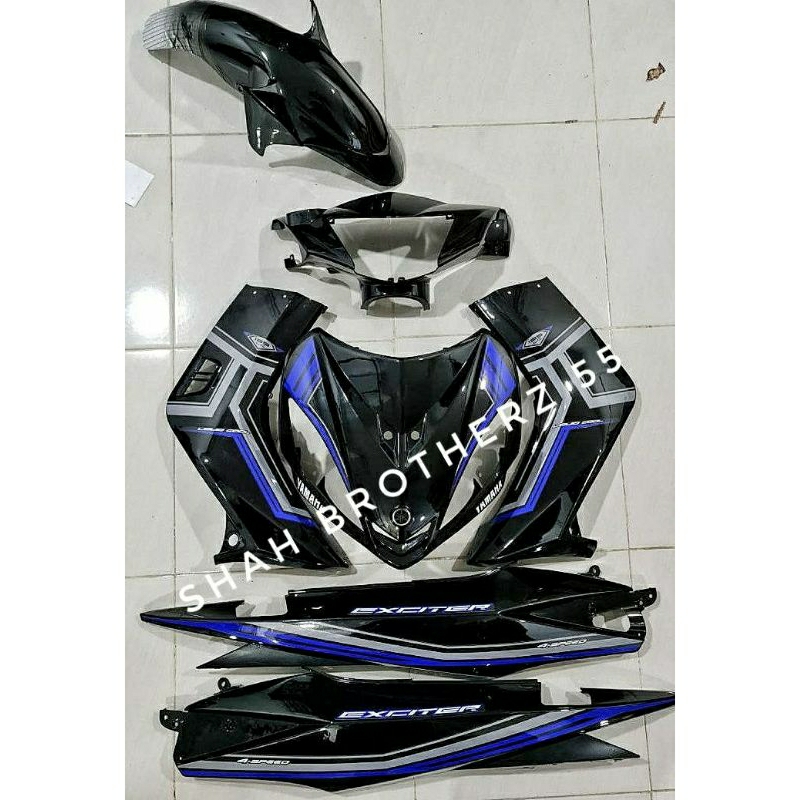 COVERSET LC135 V1 HITAM BIRU CUSTOM STRIPE Y16 🔥 | Shopee Malaysia