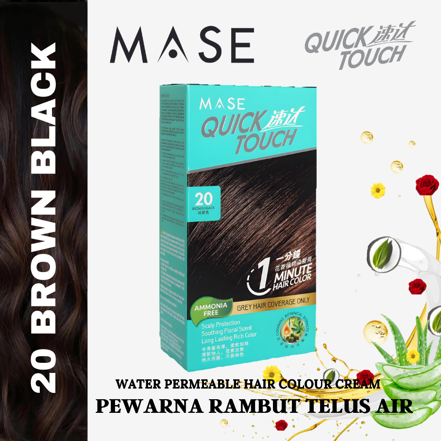 Quick Touch 1 Minute Hair Color 20 Brown Black Instant Hair Colour Hair ...