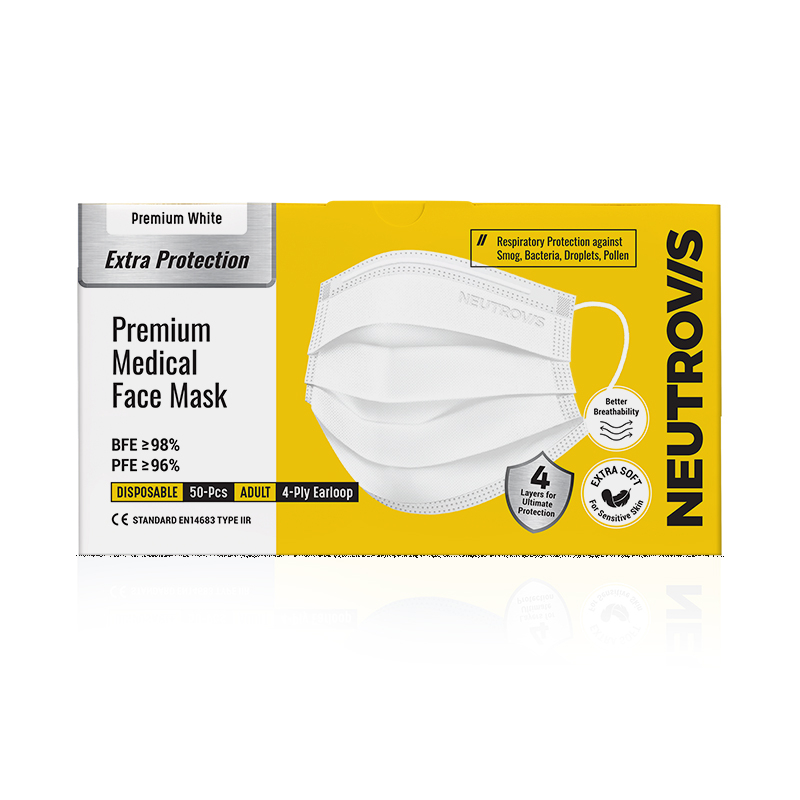 NEUTROVIS Medical Face Mask For Adult | 4-Ply Ear-Loop | 50 PCS | BFE ...