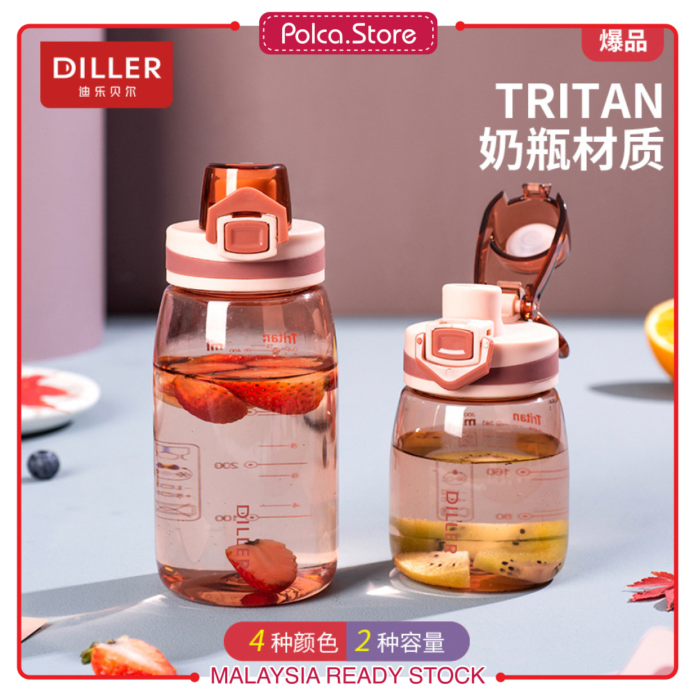 Diller Tritan Water Bottle BPA Free Drinking Bottle For Sports And Outdoors Air Botol (350ml ...