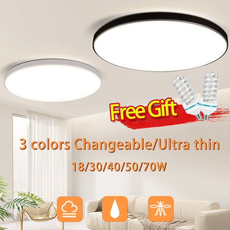 Modern LED Ceiling Light 3 Colours Changeable 30/40/60/70W Lampu Led ...