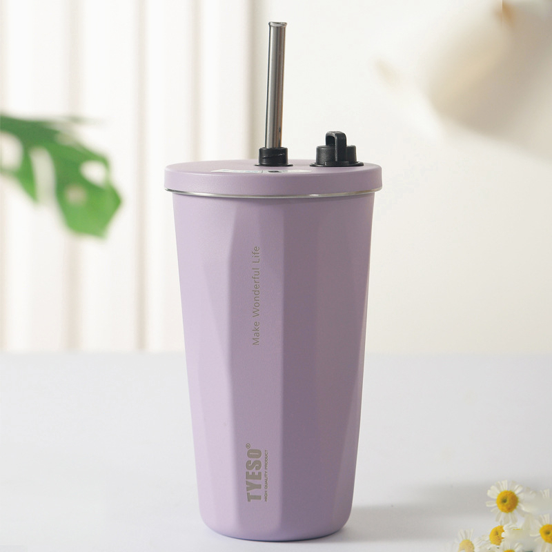【Local Delivery】Original Tyeso Coffee Mug Vacuum Insulated Bottle Tumbler with Straw Stainless ...