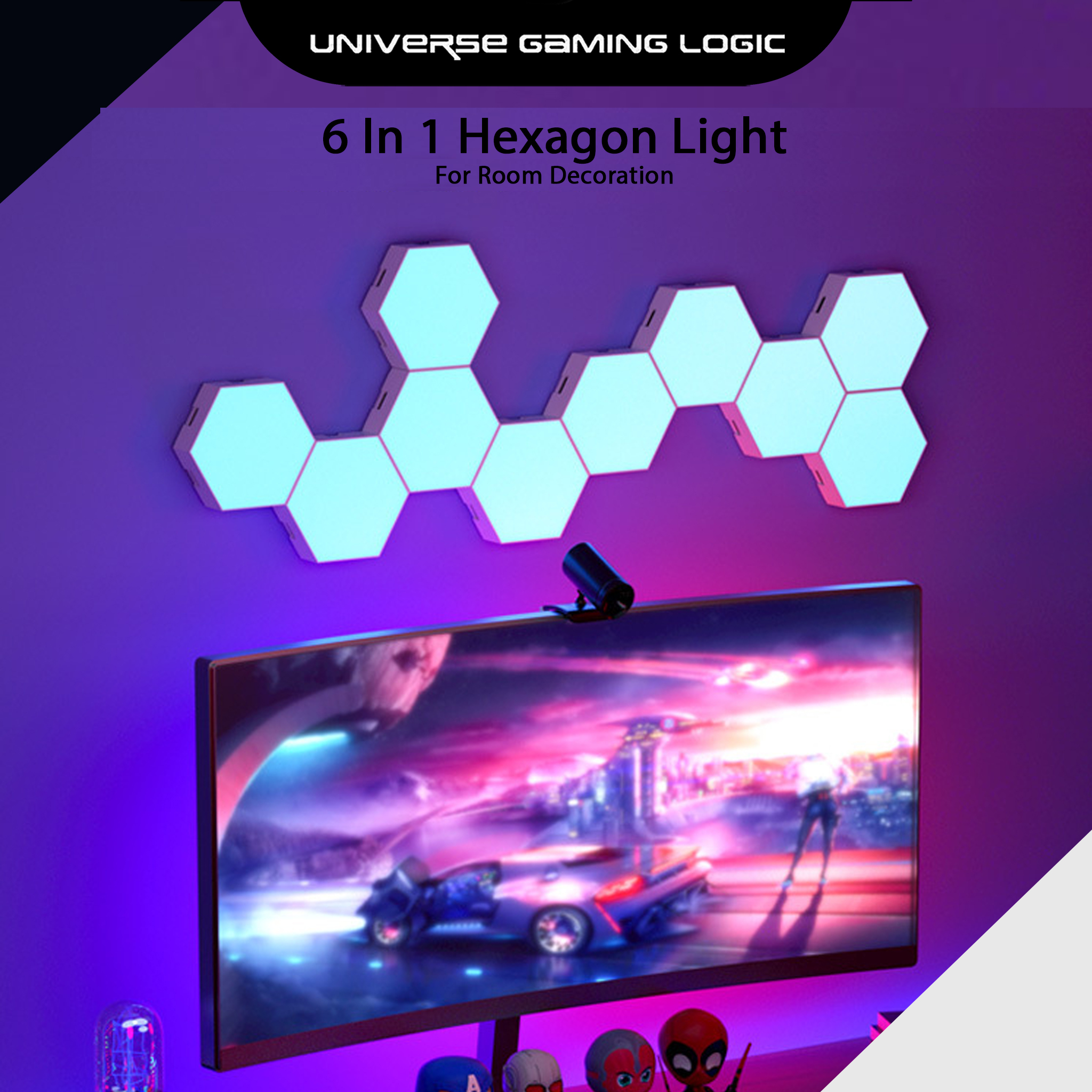 UGL HEXALIGHT 6 in 1 Quantum Hexagon DIY RGB Wall Lamp Honeycomb Module ...