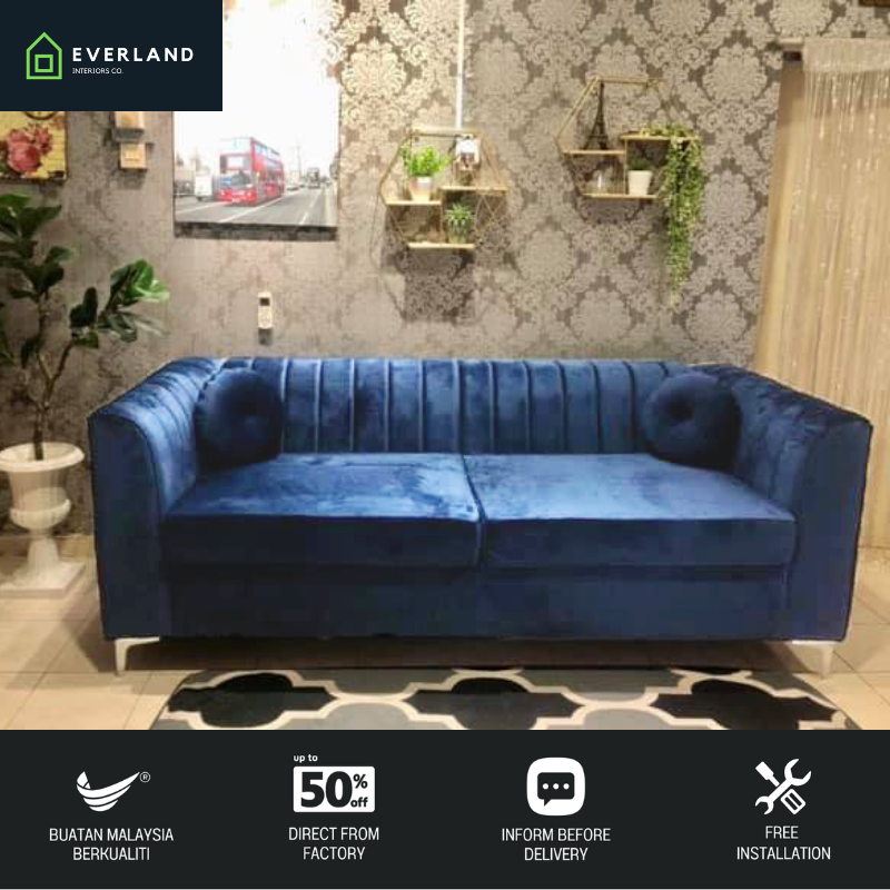 Nordic Velvet Fabric Modern Sofa 1 Seater 2 Seater 3 Seater Kerusi ...