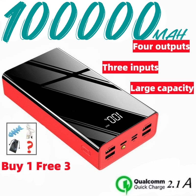 100％ original 100000mAh power bank 2.1A Fast Charge with 4 USB Large ...