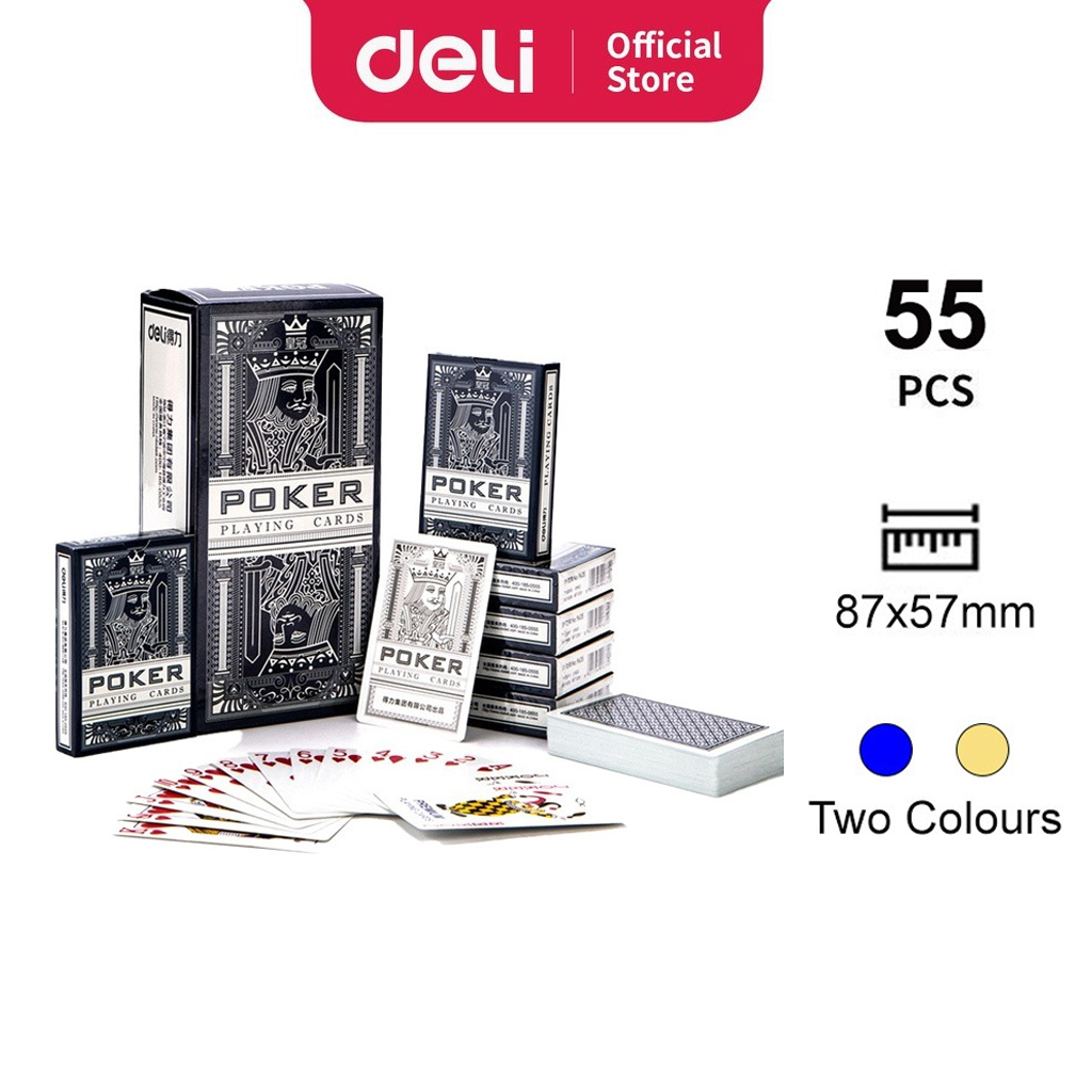 Deli Poker 9635 High Quality 55 Pcs Poker 87x57mm Golden Blue Color ...